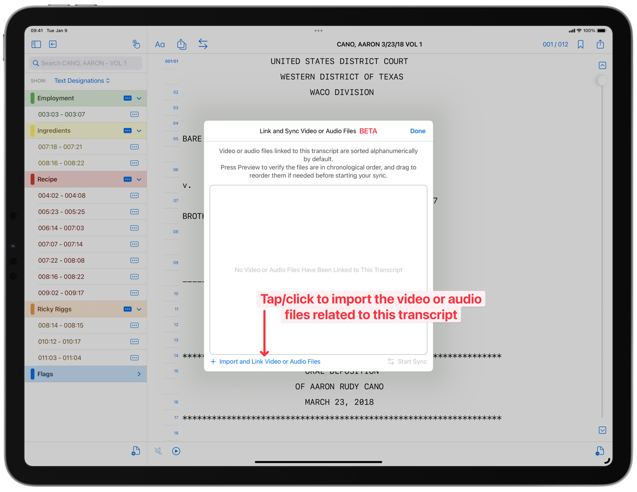 Sync and Edit Video Depositions in TranscriptPad! (Part 1)